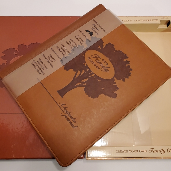 Other | Nwot Family Tree Genealogy Journal Brown Leather Bound Book ...